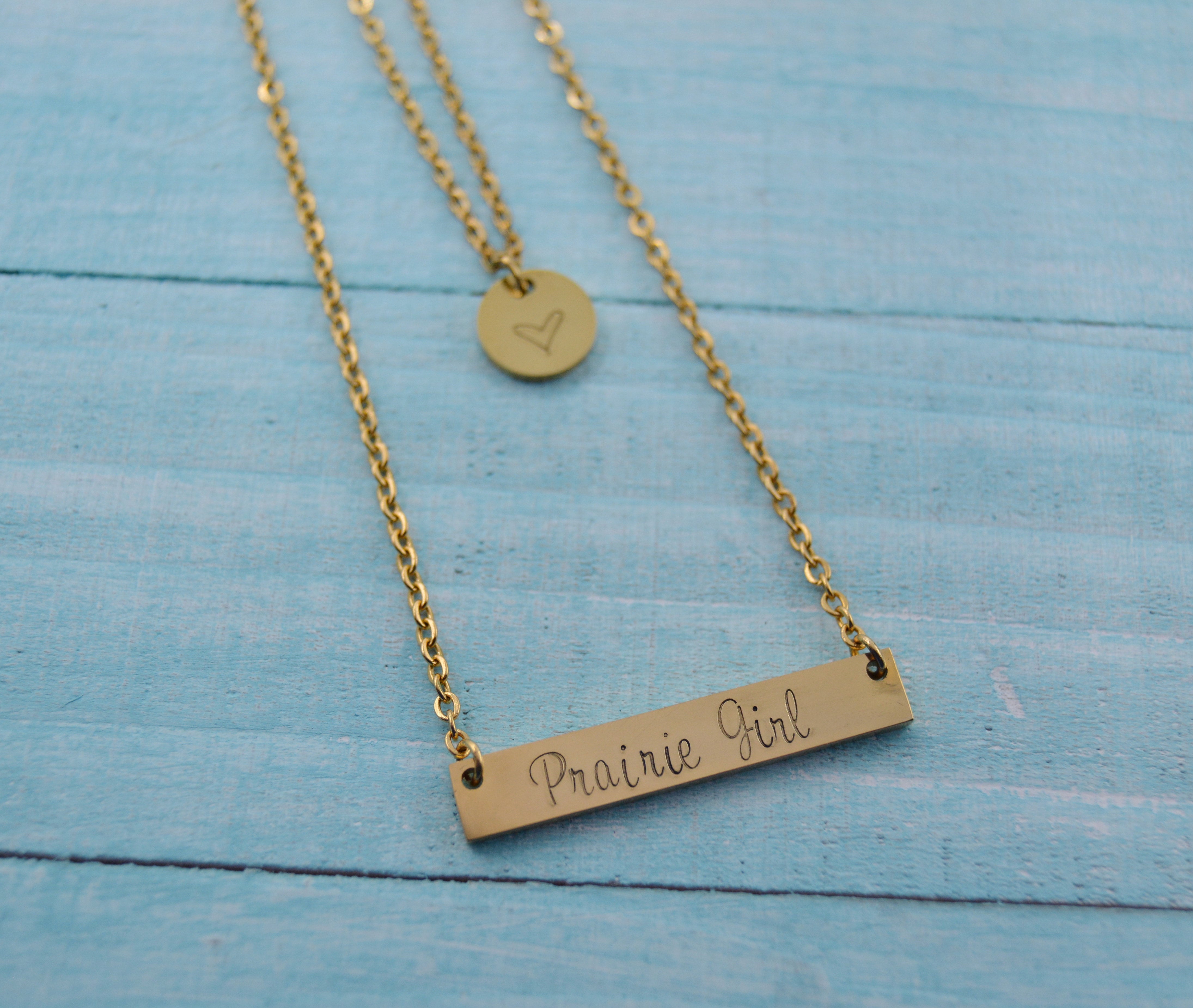 Prairie Girl with Heart Combo Stainless Steel Necklace | Dragonfly and ...