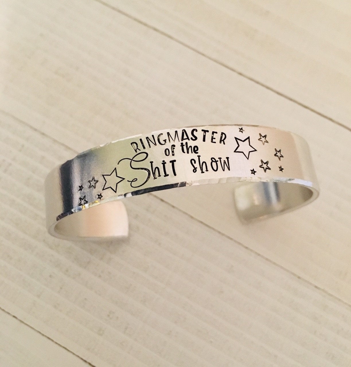 Ringmaster Cuff | Dragonfly and Wolf Hand Stamped Designs